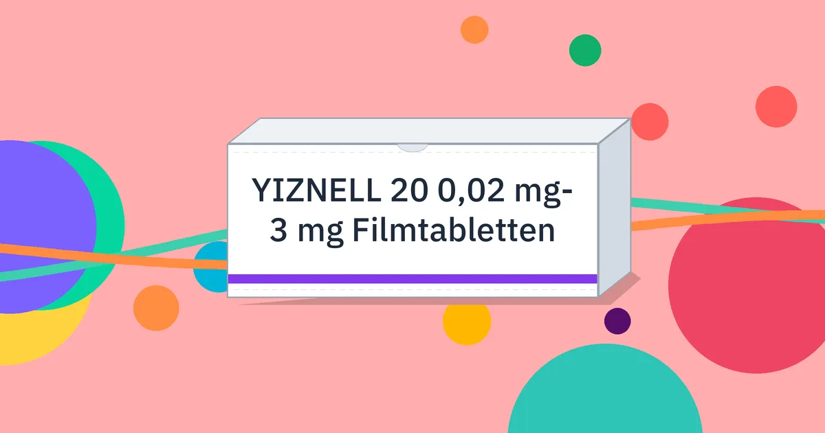Symbolbild: Packung mit der Aufschrift YIZNELL 20 0,02 mg-3 mg Filmtabletten (PZN 12541534) – Verfügbarkeit und Bezug in Apotheken in Frankfurt am Main