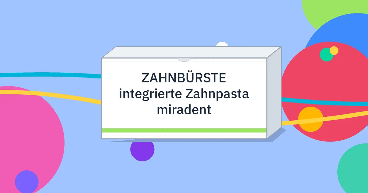 Symbolbild: Packung mit der Aufschrift ZAHNBÜRSTE integrierte Zahnpasta miradent (PZN 10928884) – Verfügbarkeit und Bezug in Apotheken in Frankfurt am Main