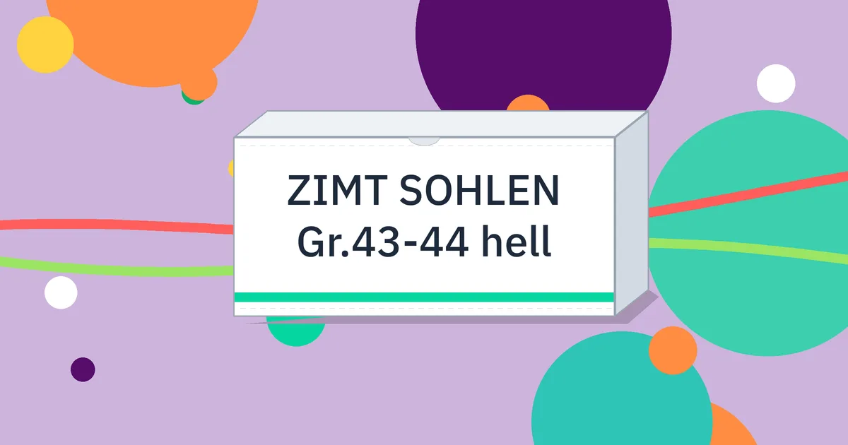 Symbolbild: Packung mit der Aufschrift ZIMT SOHLEN Gr.43-44 hell (PZN 01435786) – Verfügbarkeit und Bezug in Apotheken in Frankfurt am Main