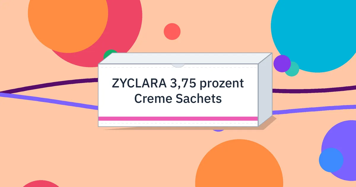 Symbolbild: Packung mit der Aufschrift ZYCLARA 3,75 prozent Creme Sachets (PZN 12440164) – Verfügbarkeit und Bezug in Apotheken in Frankfurt am Main