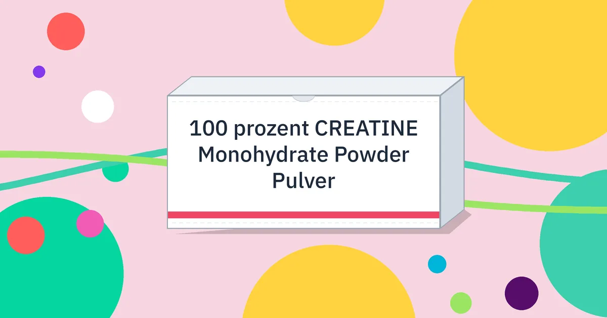 Symbolbild: Packung mit der Aufschrift 100 prozent CREATINE Monohydrate Powder Pulver (PZN 11279382) – Verfügbarkeit und Bezug in Apotheken in Frankfurt am Main
