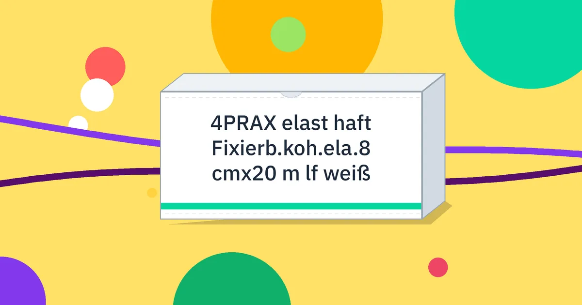 Symbolbild: Packung mit der Aufschrift 4PRAX elast haft Fixierb.koh.ela.8 cmx20 m lf weiß (PZN 20230280) – Verfügbarkeit und Bezug in Apotheken in Frankfurt am Main