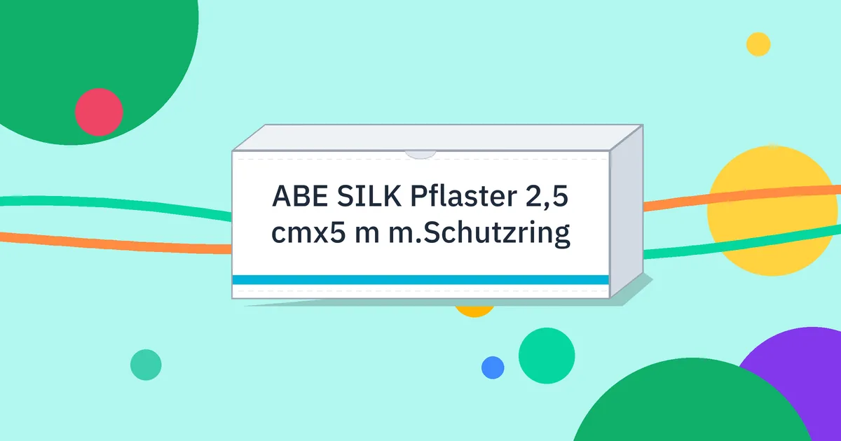 Symbolbild: Packung mit der Aufschrift ABE SILK Pflaster 2,5 cmx5 m m.Schutzring (PZN 11732887) – Verfügbarkeit und Bezug in Apotheken in Frankfurt am Main