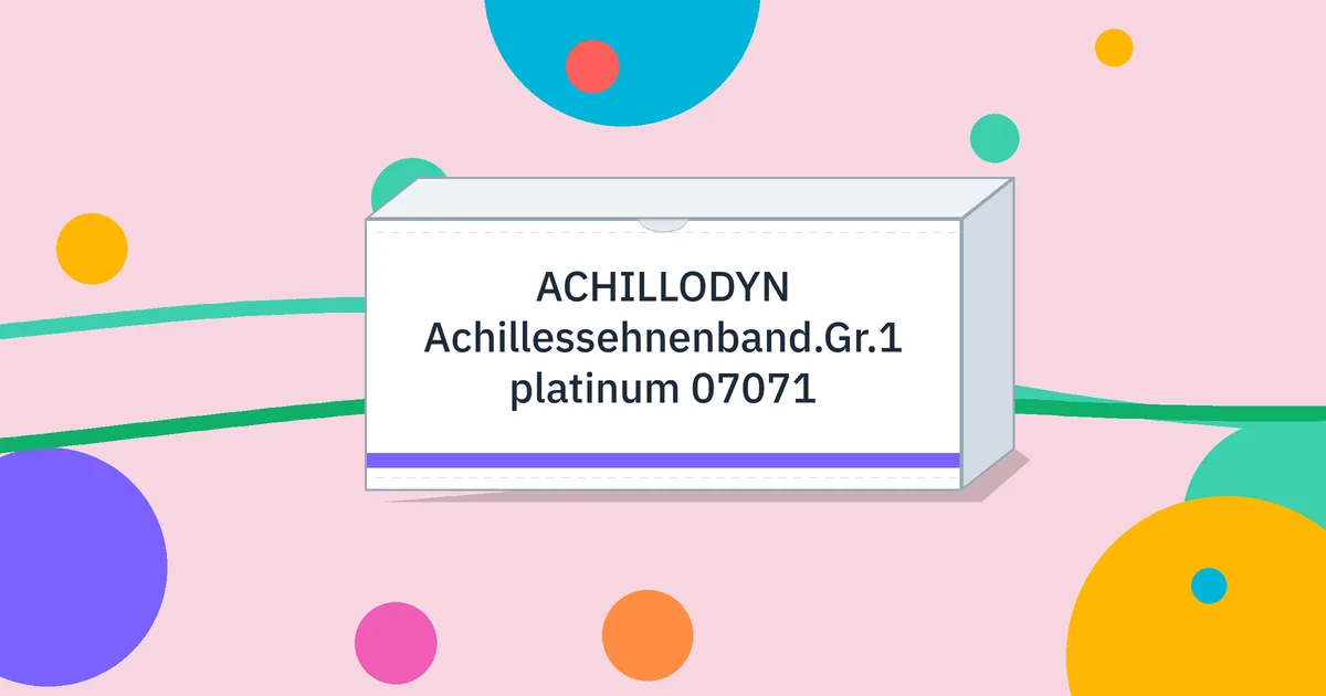 Symbolbild: Packung mit der Aufschrift ACHILLODYN Achillessehnenband.Gr.1 platinum 07071 (PZN 06826385) – Verfügbarkeit und Bezug in Apotheken in Frankfurt am Main