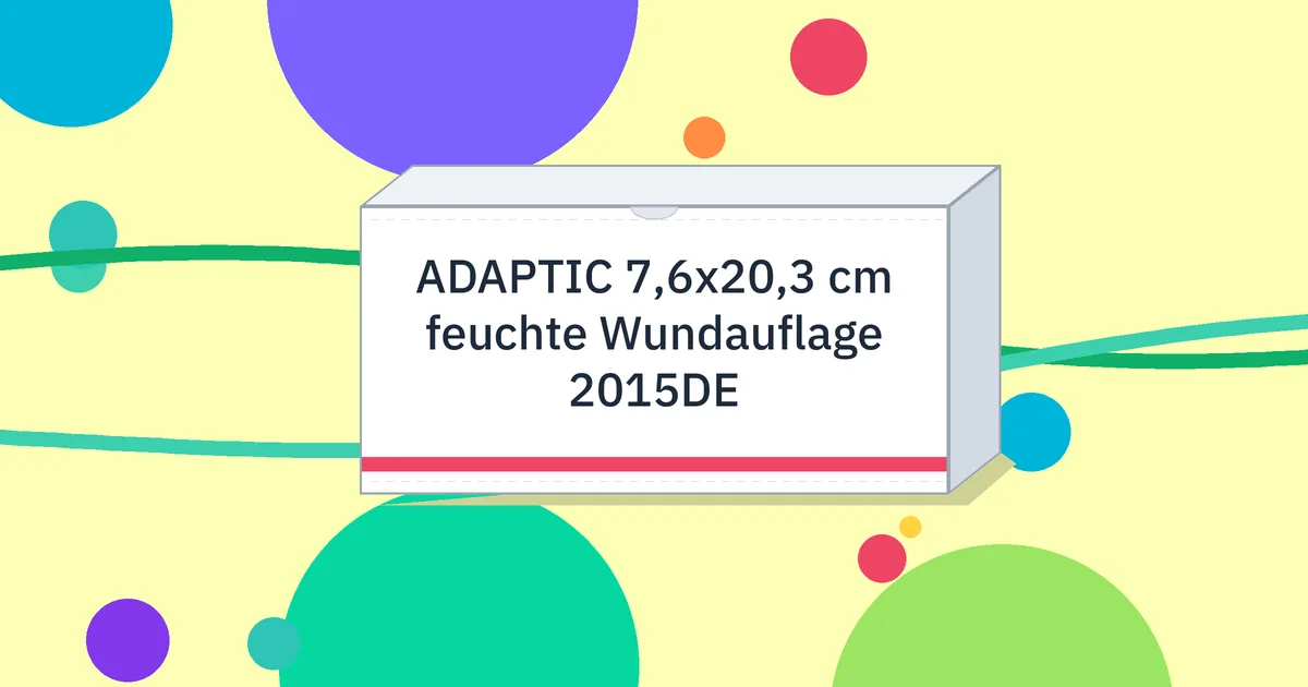 Symbolbild: Packung mit der Aufschrift ADAPTIC 7,6x20,3 cm feuchte Wundauflage 2015DE (PZN 16628568) – Verfügbarkeit und Bezug in Apotheken in Frankfurt am Main