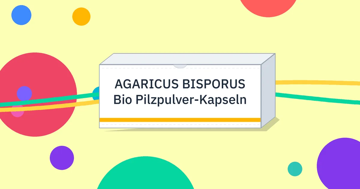 Symbolbild: Packung mit der Aufschrift AGARICUS BISPORUS Bio Pilzpulver-Kapseln (PZN 19709988) – Verfügbarkeit und Bezug in Apotheken in Frankfurt am Main