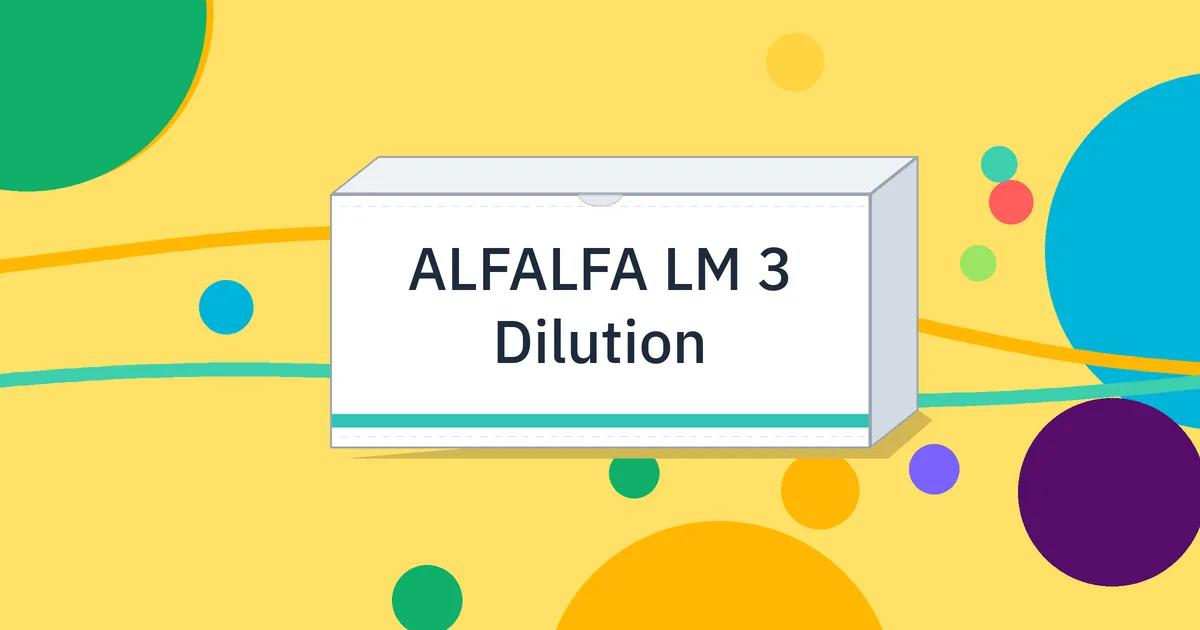 Symbolbild: Packung mit der Aufschrift ALFALFA LM 3 Dilution (PZN 13310021) – Verfügbarkeit und Bezug in Apotheken in Frankfurt am Main