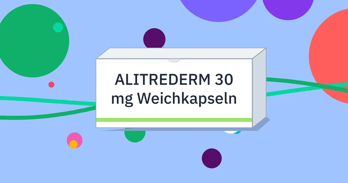 Symbolbild: Packung mit der Aufschrift ALITREDERM 30 mg Weichkapseln (PZN 14320493) – Verfügbarkeit und Bezug in Apotheken in Frankfurt am Main