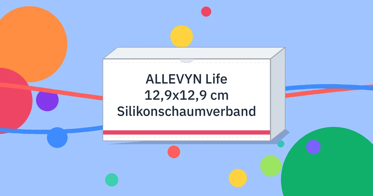 Symbolbild: Packung mit der Aufschrift ALLEVYN Life 12,9x12,9 cm Silikonschaumverband (PZN 19533331) – Verfügbarkeit und Bezug in Apotheken in Frankfurt am Main