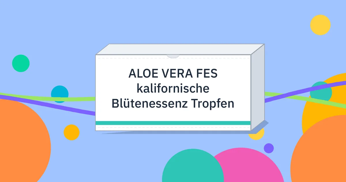 Symbolbild: Packung mit der Aufschrift ALOE VERA FES kalifornische Blütenessenz Tropfen (PZN 09172990) – Verfügbarkeit und Bezug in Apotheken in Frankfurt am Main