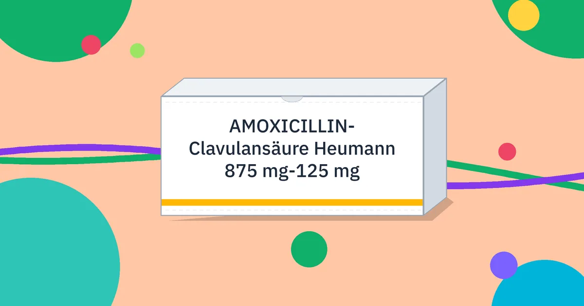 Symbolbild: Packung mit der Aufschrift AMOXICILLIN-Clavulansäure Heumann 875 mg-125 mg (PZN 11514676) – Verfügbarkeit und Bezug in Apotheken in Frankfurt am Main
