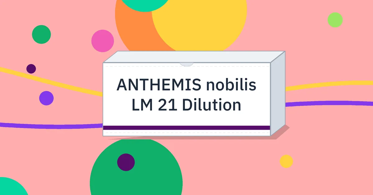 Symbolbild: Packung mit der Aufschrift ANTHEMIS nobilis LM 21 Dilution (PZN 12763447) – Verfügbarkeit und Bezug in Apotheken in Frankfurt am Main
