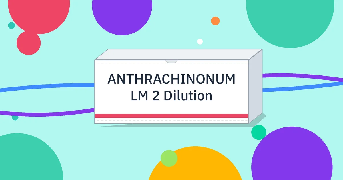 Symbolbild: Packung mit der Aufschrift ANTHRACHINONUM LM 2 Dilution (PZN 13370655) – Verfügbarkeit und Bezug in Apotheken in Frankfurt am Main