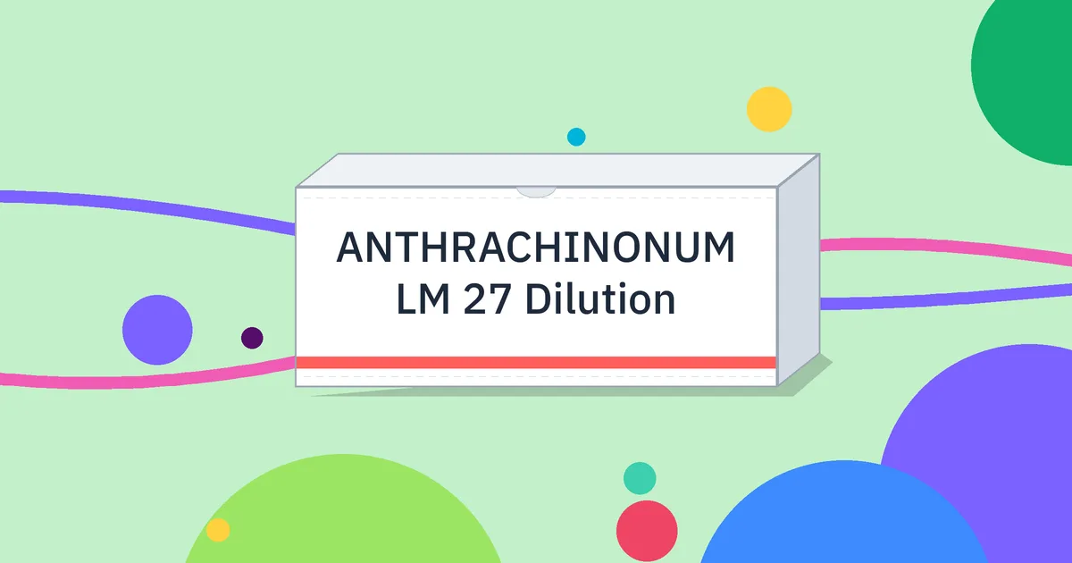 Symbolbild: Packung mit der Aufschrift ANTHRACHINONUM LM 27 Dilution (PZN 13370968) – Verfügbarkeit und Bezug in Apotheken in Frankfurt am Main