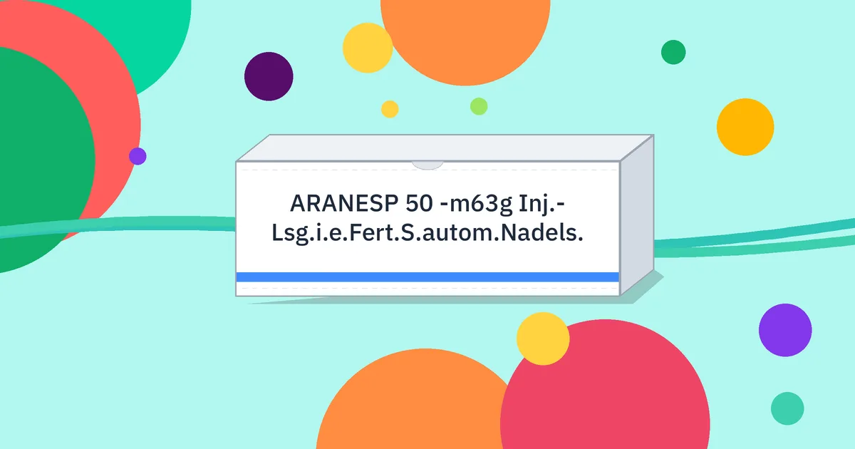 Symbolbild: Packung mit der Aufschrift ARANESP 50 -m63g Inj.-Lsg.i.e.Fert.S.autom.Nadels. (PZN 05380007) – Verfügbarkeit und Bezug in Apotheken in Frankfurt am Main