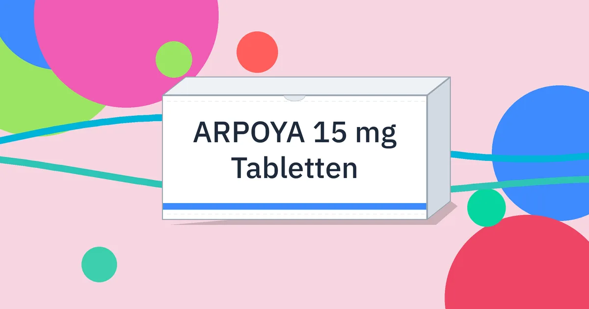 Symbolbild: Packung mit der Aufschrift ARPOYA 15 mg Tabletten (PZN 19455335) – Verfügbarkeit und Bezug in Apotheken in Frankfurt am Main