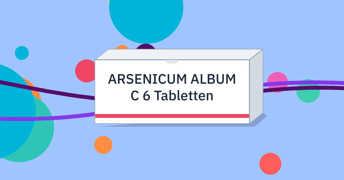 Symbolbild: Packung mit der Aufschrift ARSENICUM ALBUM C 6 Tabletten (PZN 04205621) – Verfügbarkeit und Bezug in Apotheken in Frankfurt am Main