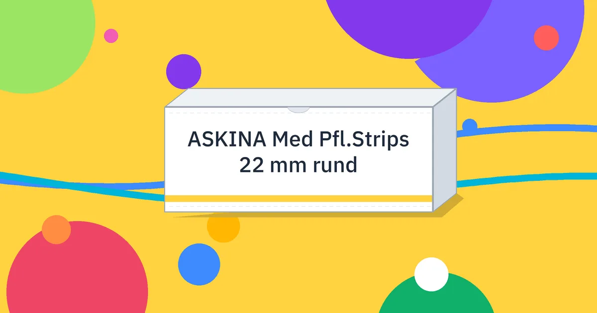 Symbolbild: Packung mit der Aufschrift ASKINA Med Pfl.Strips 22 mm rund (PZN 16001645) – Verfügbarkeit und Bezug in Apotheken in Frankfurt am Main
