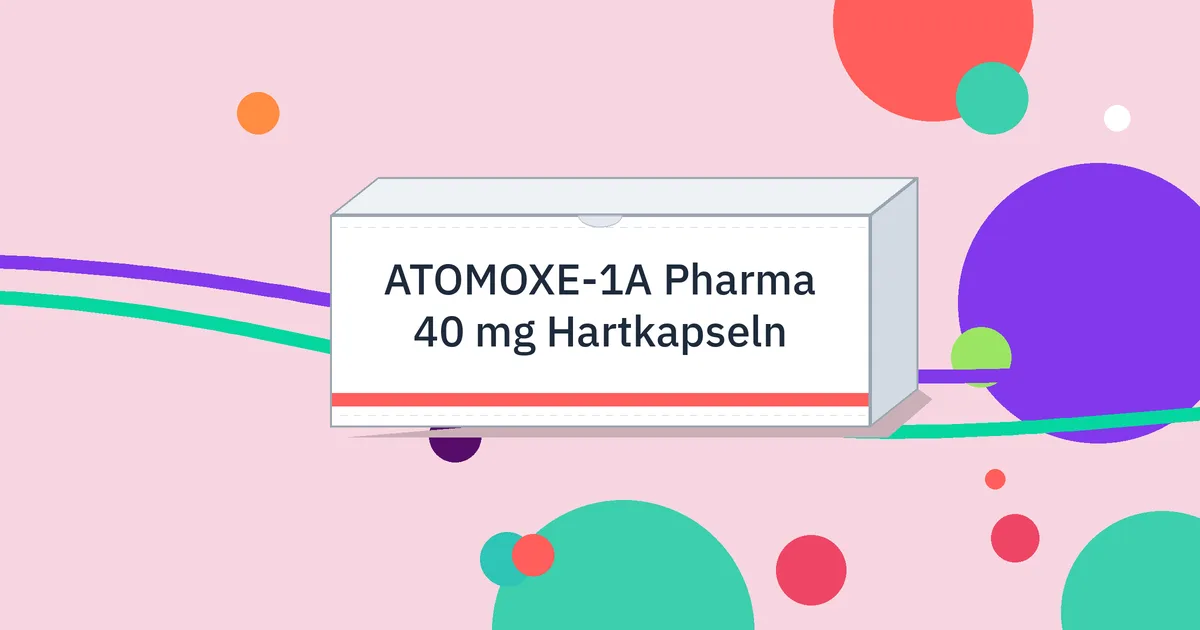 Symbolbild: Packung mit der Aufschrift ATOMOXE-1A Pharma 40 mg Hartkapseln (PZN 14352464) – Verfügbarkeit und Bezug in Apotheken in Frankfurt am Main
