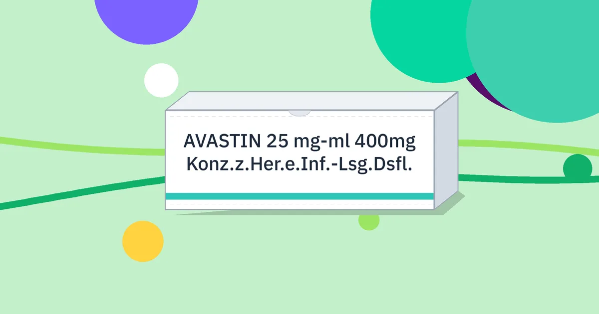 Symbolbild: Packung mit der Aufschrift AVASTIN 25 mg-ml 400mg Konz.z.Her.e.Inf.-Lsg.Dsfl. (PZN 03159652) – Verfügbarkeit und Bezug in Apotheken in Frankfurt am Main