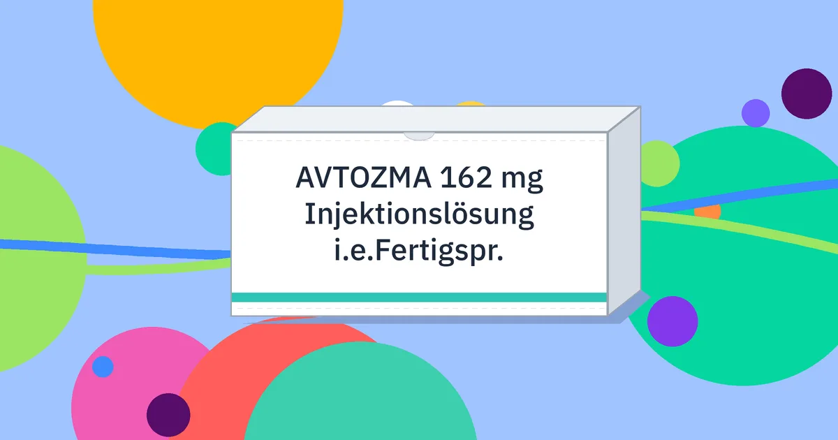 Symbolbild: Packung mit der Aufschrift AVTOZMA 162 mg Injektionslösung i.e.Fertigspr. (PZN 20372086) – Verfügbarkeit und Bezug in Apotheken in Frankfurt am Main