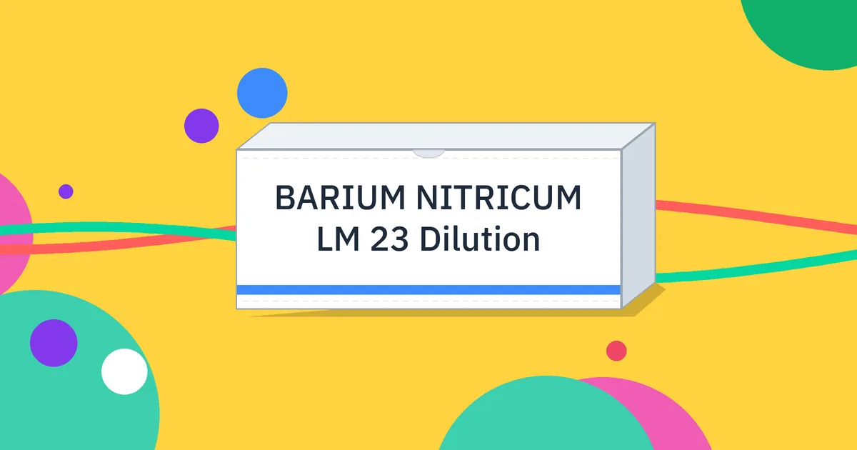 Symbolbild: Packung mit der Aufschrift BARIUM NITRICUM LM 23 Dilution (PZN 13377769) – Verfügbarkeit und Bezug in Apotheken in Frankfurt am Main