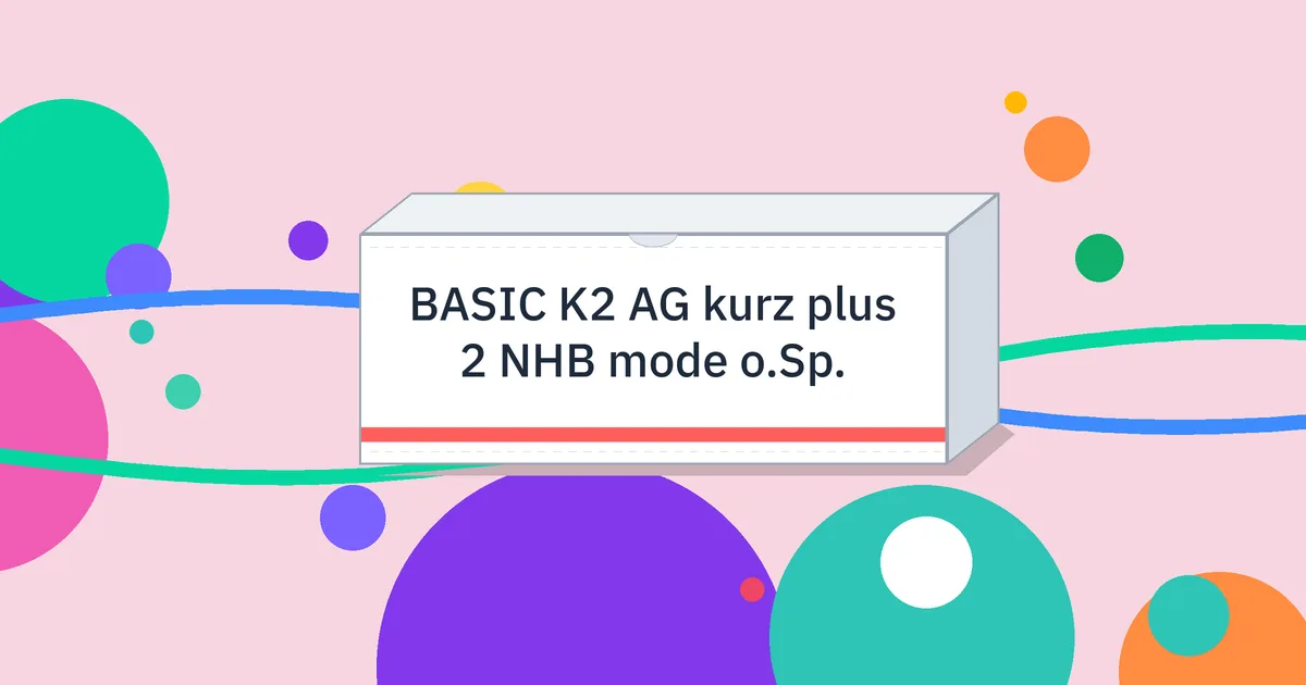 Symbolbild: Packung mit der Aufschrift BASIC K2 AG kurz plus 2 NHB mode o.Sp. (PZN 20266881) – Verfügbarkeit und Bezug in Apotheken in Frankfurt am Main