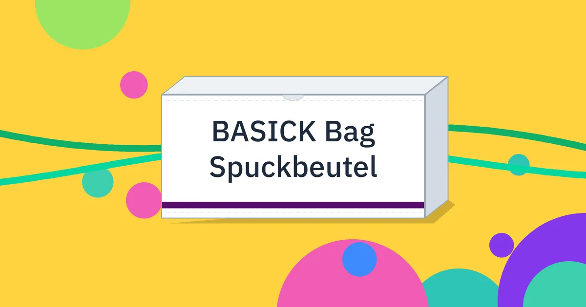 Symbolbild: Packung mit der Aufschrift BASICK Bag Spuckbeutel (PZN 13818825) – Verfügbarkeit und Bezug in Apotheken in Frankfurt am Main