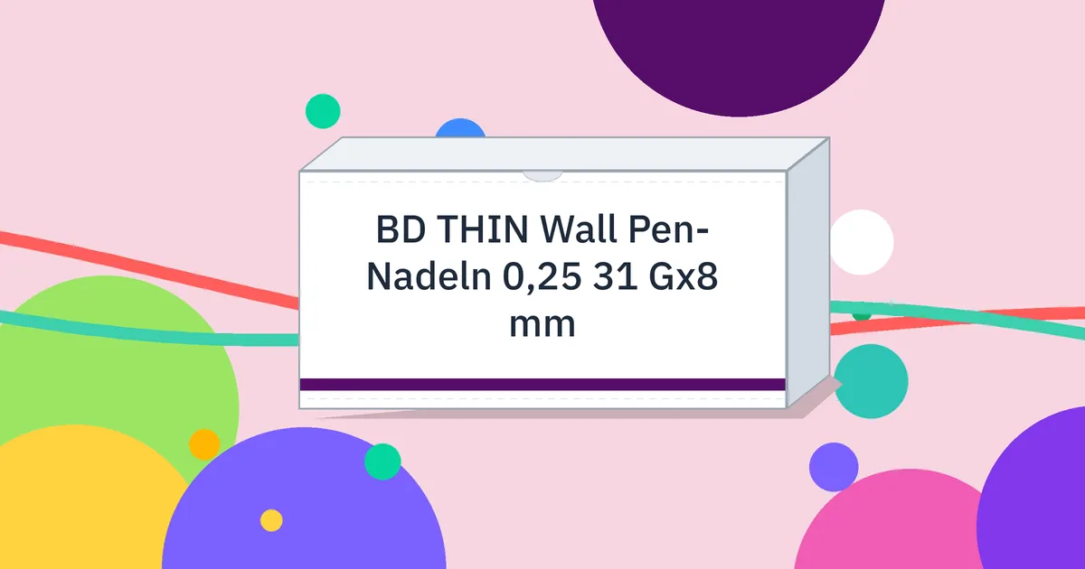 Symbolbild: Packung mit der Aufschrift BD THIN Wall Pen-Nadeln 0,25 31 Gx8 mm (PZN 16803994) – Verfügbarkeit und Bezug in Apotheken in Frankfurt am Main