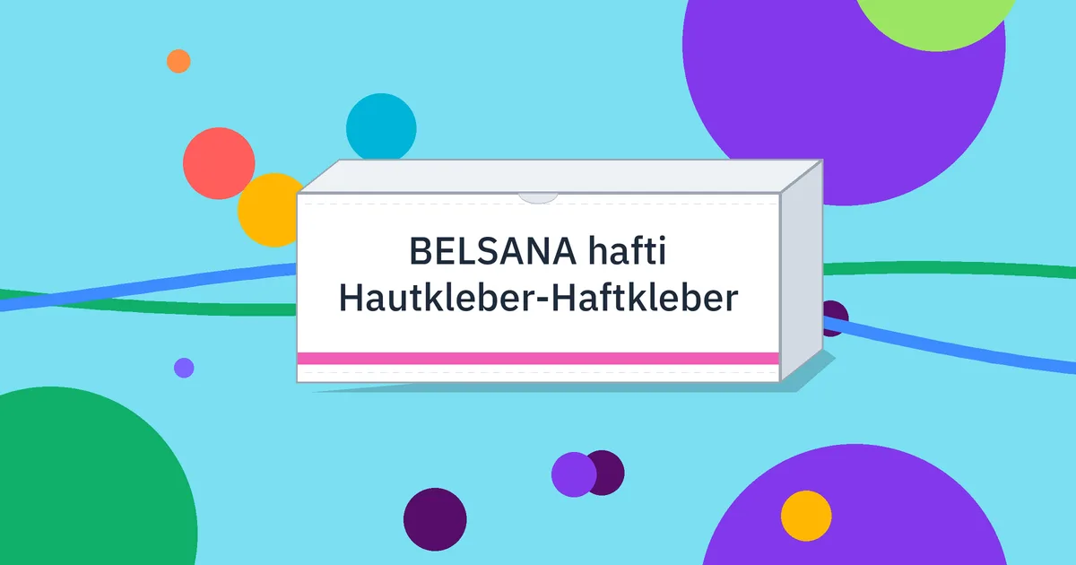 Symbolbild: Packung mit der Aufschrift BELSANA hafti Hautkleber-Haftkleber (PZN 10178207) – Verfügbarkeit und Bezug in Apotheken in Frankfurt am Main