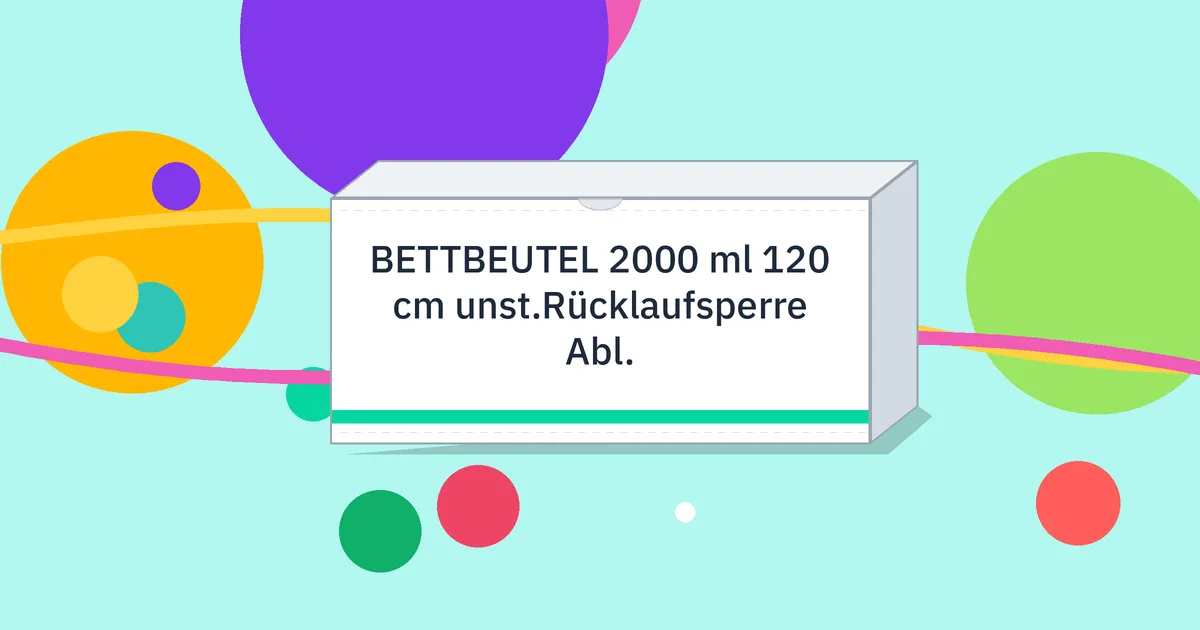 Symbolbild: Packung mit der Aufschrift BETTBEUTEL 2000 ml 120 cm unst.Rücklaufsperre Abl. (PZN 18440047) – Verfügbarkeit und Bezug in Apotheken in Frankfurt am Main