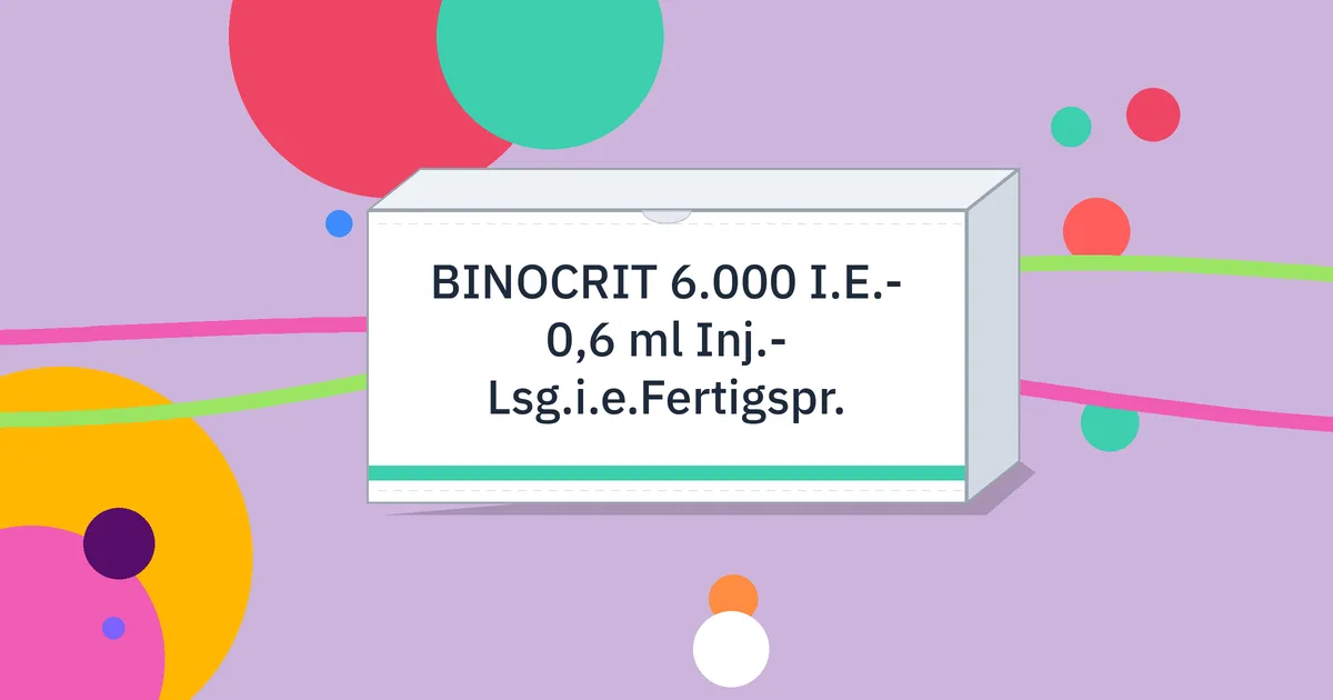 Symbolbild: Packung mit der Aufschrift BINOCRIT 6.000 I.E.-0,6 ml Inj.-Lsg.i.e.Fertigspr. (PZN 18221049) – Verfügbarkeit und Bezug in Apotheken in Frankfurt am Main