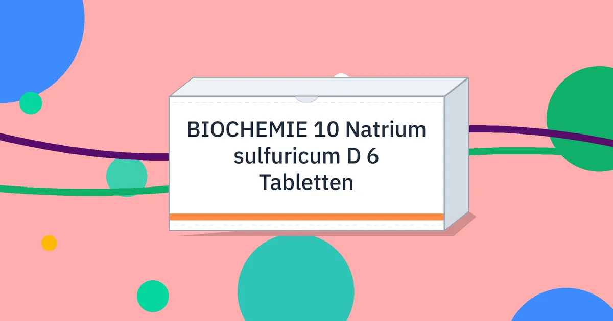 Symbolbild: Packung mit der Aufschrift BIOCHEMIE 10 Natrium sulfuricum D 6 Tabletten (PZN 04130805) – Verfügbarkeit und Bezug in Apotheken in Frankfurt am Main