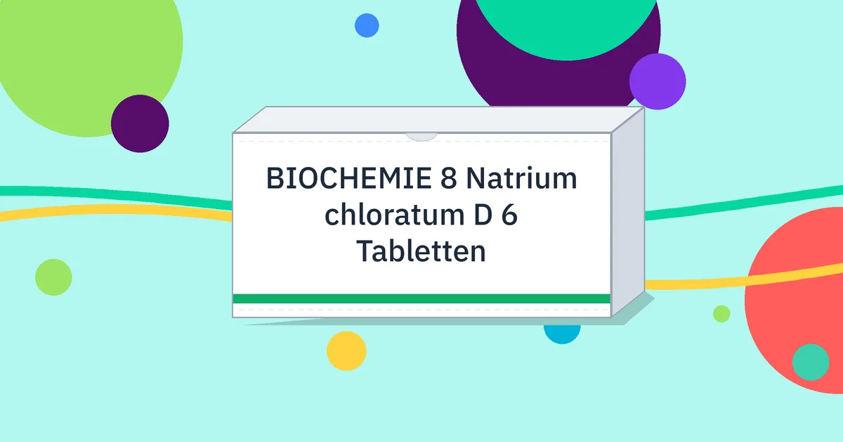 Symbolbild: Packung mit der Aufschrift BIOCHEMIE 8 Natrium chloratum D 6 Tabletten (PZN 04130722) – Verfügbarkeit und Bezug in Apotheken in Frankfurt am Main