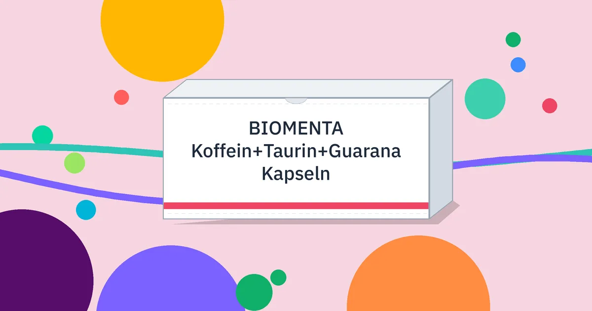 Symbolbild: Packung mit der Aufschrift BIOMENTA Koffein+Taurin+Guarana Kapseln (PZN 17839882) – Verfügbarkeit und Bezug in Apotheken in Frankfurt am Main