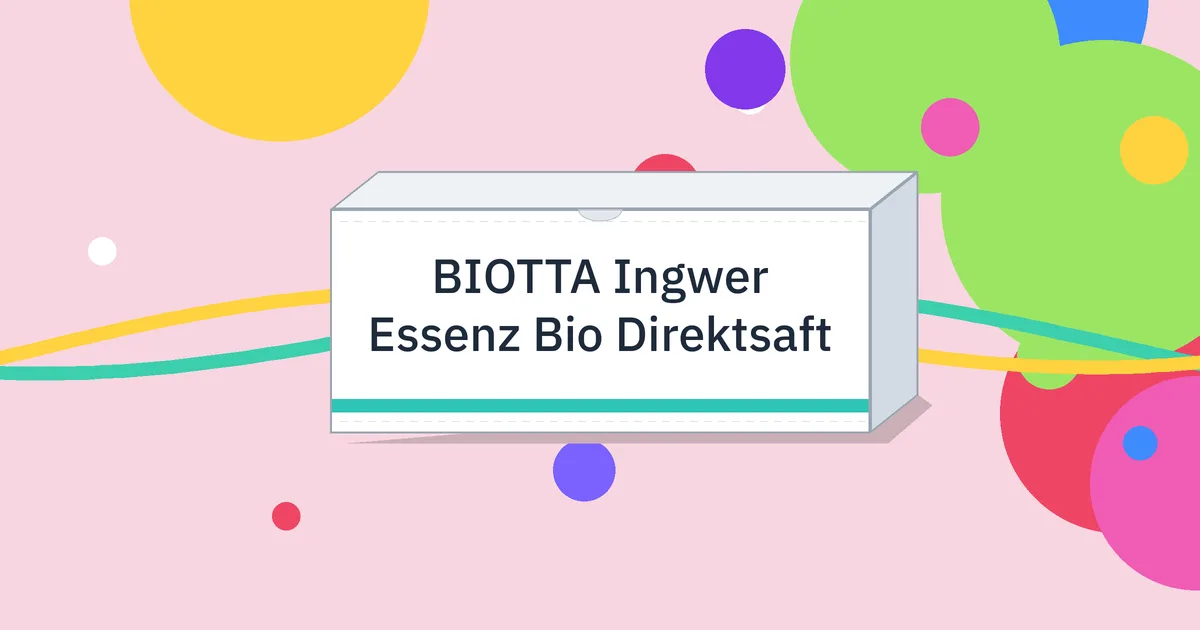 Symbolbild: Packung mit der Aufschrift BIOTTA Ingwer Essenz Bio Direktsaft (PZN 16155839) – Verfügbarkeit und Bezug in Apotheken in Frankfurt am Main