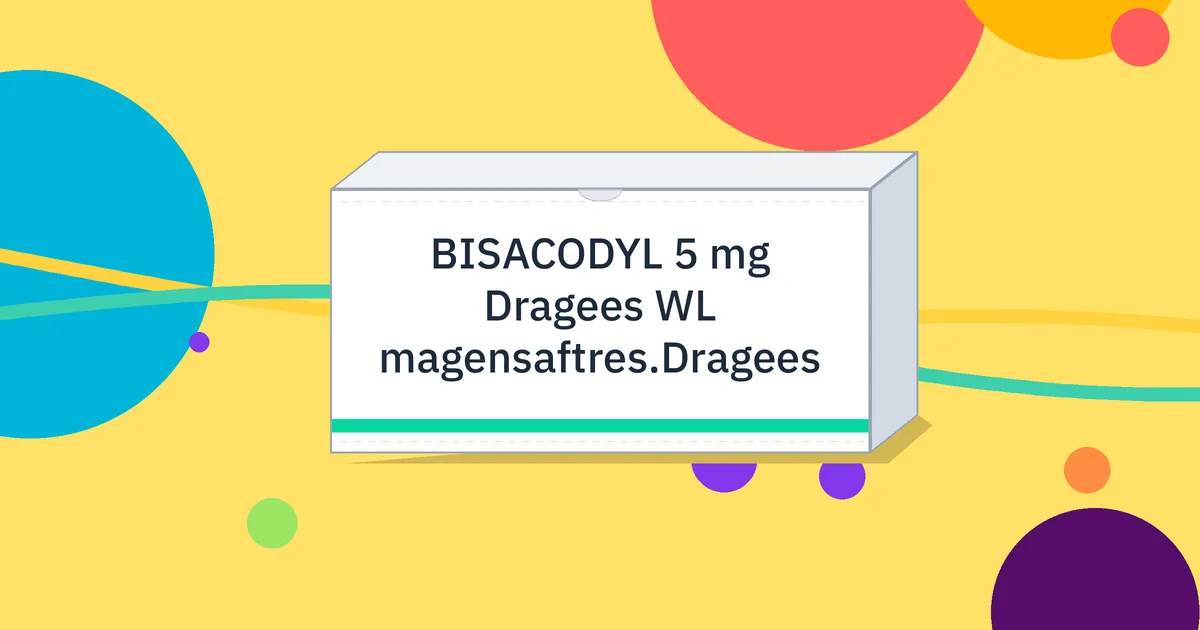 Symbolbild: Packung mit der Aufschrift BISACODYL 5 mg Dragees WL magensaftres.Dragees (PZN 13971567) – Verfügbarkeit und Bezug in Apotheken in Frankfurt am Main