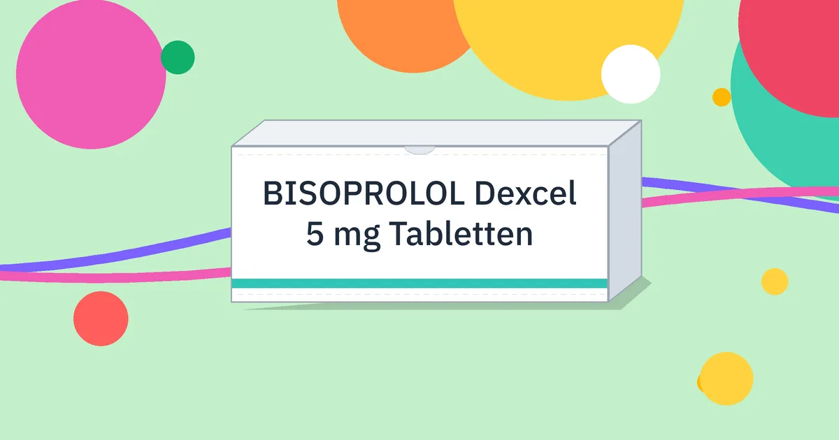 Symbolbild: Packung mit der Aufschrift BISOPROLOL Dexcel 5 mg Tabletten (PZN 09611917) – Verfügbarkeit und Bezug in Apotheken in Frankfurt am Main