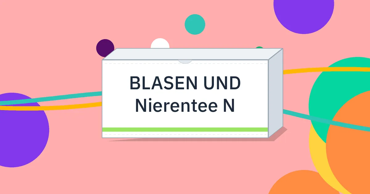 Symbolbild: Packung mit der Aufschrift BLASEN UND Nierentee N (PZN 19746216) – Verfügbarkeit und Bezug in Apotheken in Frankfurt am Main