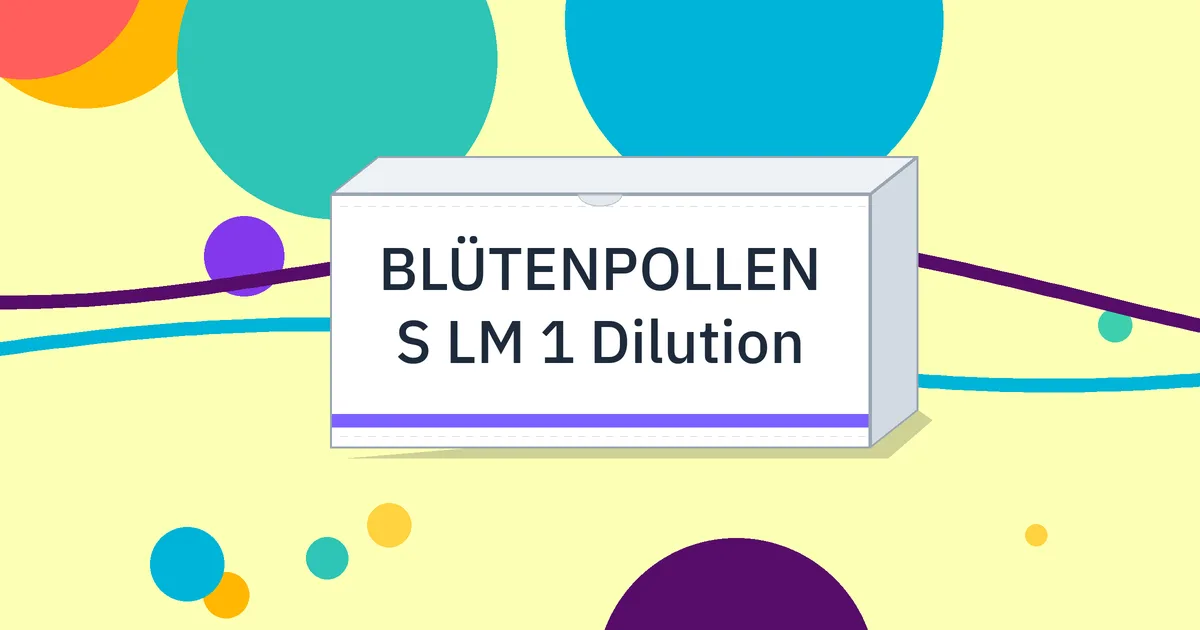 Symbolbild: Packung mit der Aufschrift BLÜTENPOLLEN S LM 1 Dilution (PZN 12795074) – Verfügbarkeit und Bezug in Apotheken in Frankfurt am Main