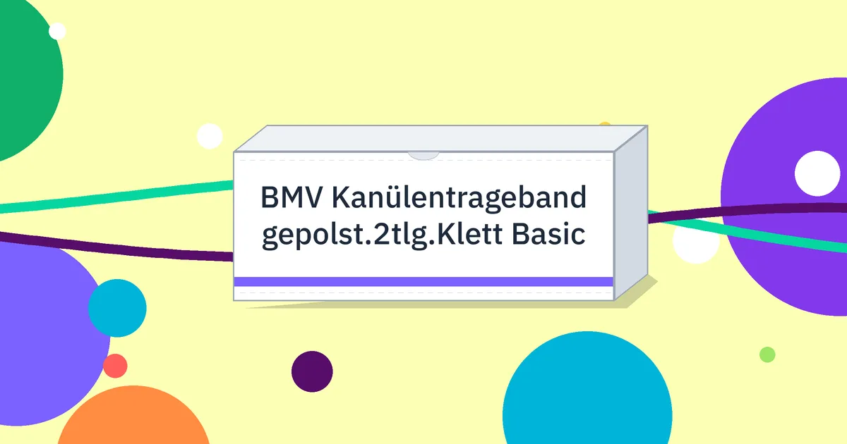 Symbolbild: Packung mit der Aufschrift BMV Kanülentrageband gepolst.2tlg.Klett Basic (PZN 16851941) – Verfügbarkeit und Bezug in Apotheken in Frankfurt am Main