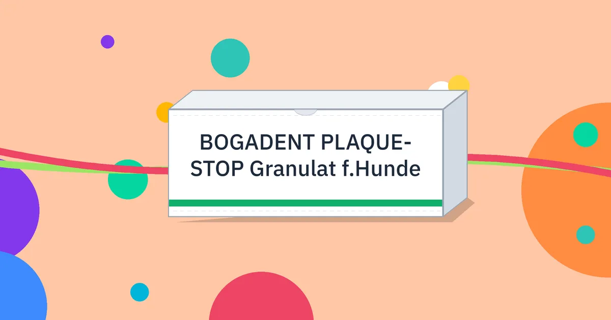 Symbolbild: Packung mit der Aufschrift BOGADENT PLAQUE-STOP Granulat f.Hunde (PZN 17825176) – Verfügbarkeit und Bezug in Apotheken in Frankfurt am Main