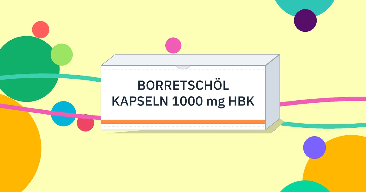 Symbolbild: Packung mit der Aufschrift BORRETSCHÖL KAPSELN 1000 mg HBK (PZN 16855732) – Verfügbarkeit und Bezug in Apotheken in Frankfurt am Main