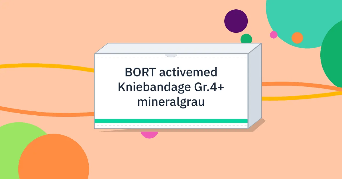 Symbolbild: Packung mit der Aufschrift BORT activemed Kniebandage Gr.4+ mineralgrau (PZN 15258856) – Verfügbarkeit und Bezug in Apotheken in Frankfurt am Main