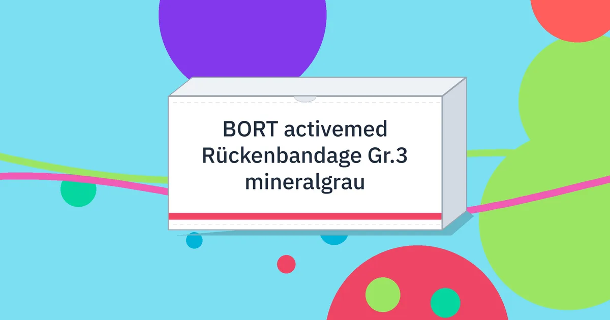Symbolbild: Packung mit der Aufschrift BORT activemed Rückenbandage Gr.3 mineralgrau (PZN 15256260) – Verfügbarkeit und Bezug in Apotheken in Frankfurt am Main