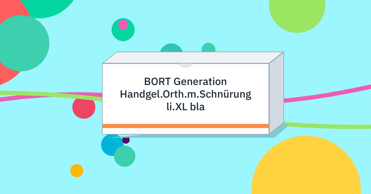 Symbolbild: Packung mit der Aufschrift BORT Generation Handgel.Orth.m.Schnürung li.XL bla (PZN 18114885) – Verfügbarkeit und Bezug in Apotheken in Frankfurt am Main