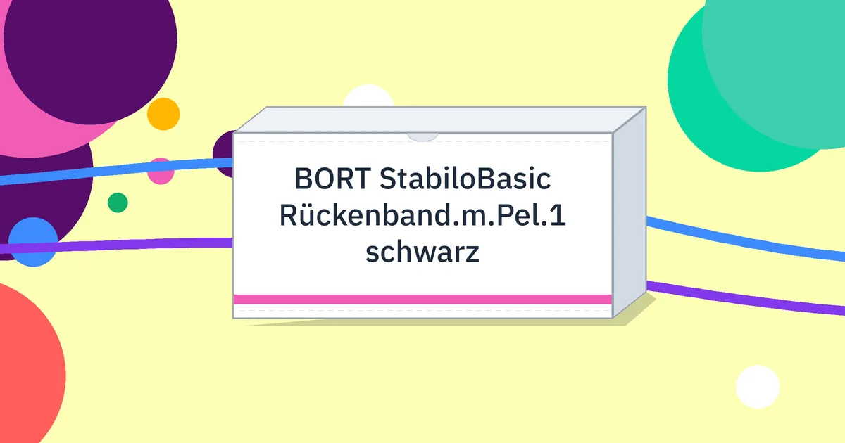 Symbolbild: Packung mit der Aufschrift BORT StabiloBasic Rückenband.m.Pel.1 schwarz (PZN 02745595) – Verfügbarkeit und Bezug in Apotheken in Frankfurt am Main