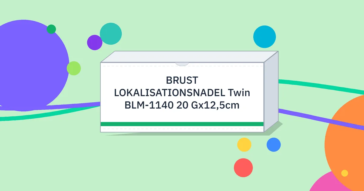 Symbolbild: Packung mit der Aufschrift BRUST LOKALISATIONSNADEL Twin BLM-1140 20 Gx12,5cm (PZN 16582553) – Verfügbarkeit und Bezug in Apotheken in Frankfurt am Main
