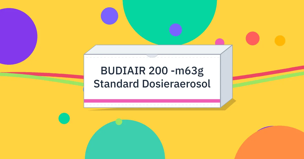 Symbolbild: Packung mit der Aufschrift BUDIAIR 200 -m63g Standard Dosieraerosol (PZN 06707657) – Verfügbarkeit und Bezug in Apotheken in Frankfurt am Main