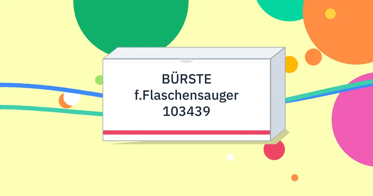 Symbolbild: Packung mit der Aufschrift BÜRSTE f.Flaschensauger 103439 (PZN 03861808) – Verfügbarkeit und Bezug in Apotheken in Frankfurt am Main